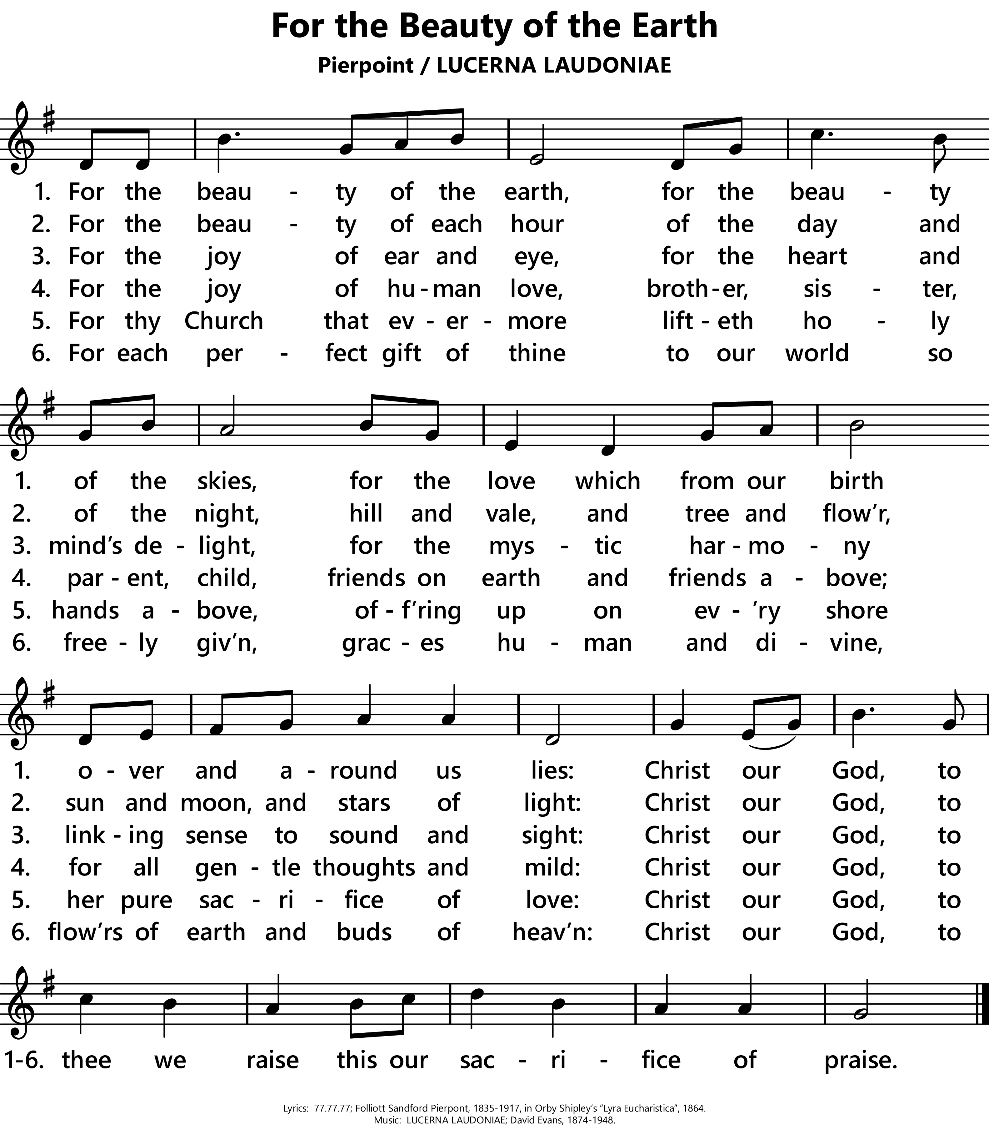 For the Beauty of the Earth [Folliott Pierpoint]